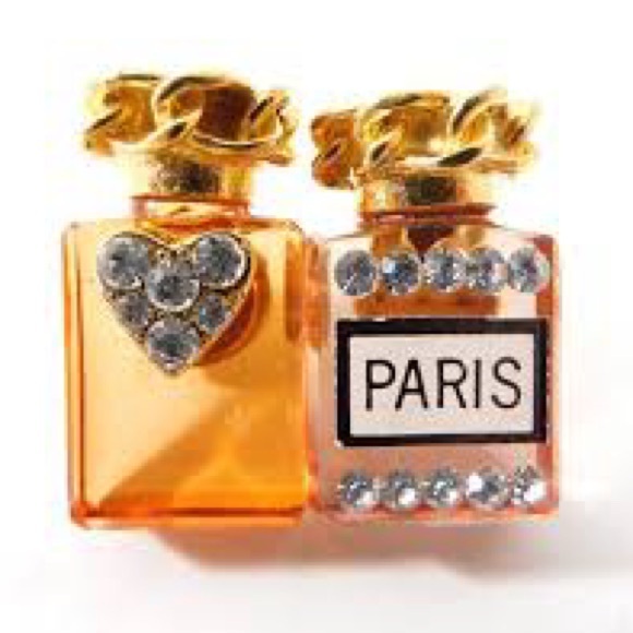 Jewelry | 2 Vintage Acrylic Perfume Bottles Lapel Hat Pinparis Heart ...